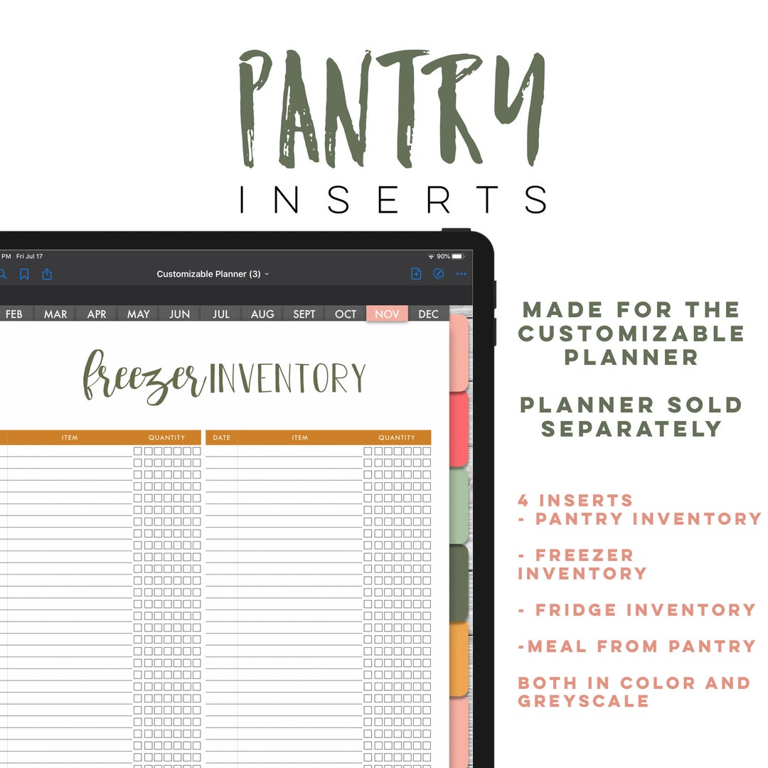 Pantry Digital INSERTS for the Customizable Digital Planner | Pantry ...