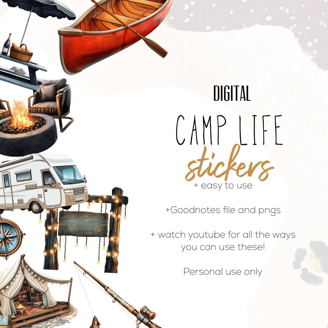 Camp Life Digital Stickers, Digital Planning, RV Stickers, Tent ...