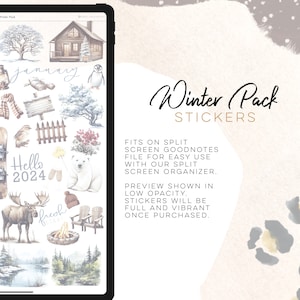 Winter Pack, Digital Planning, Winter Trees Stickers, Cabin Stickers ...