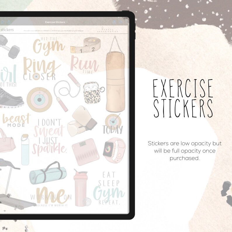 Digital Exercise Stickers Modern Digital Workout Stickers - Etsy