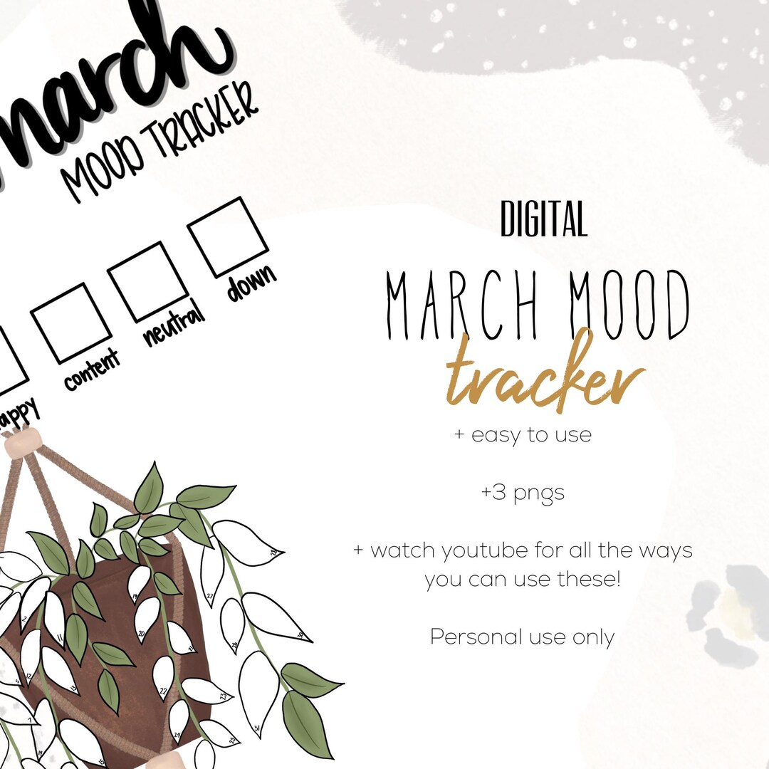 March Mood Tracker Stickers | Modern Digital Mood Stickers - Etsy