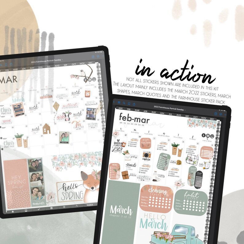 March Digital Stickers 2022 Modern Digital Spring Stickers | Etsy