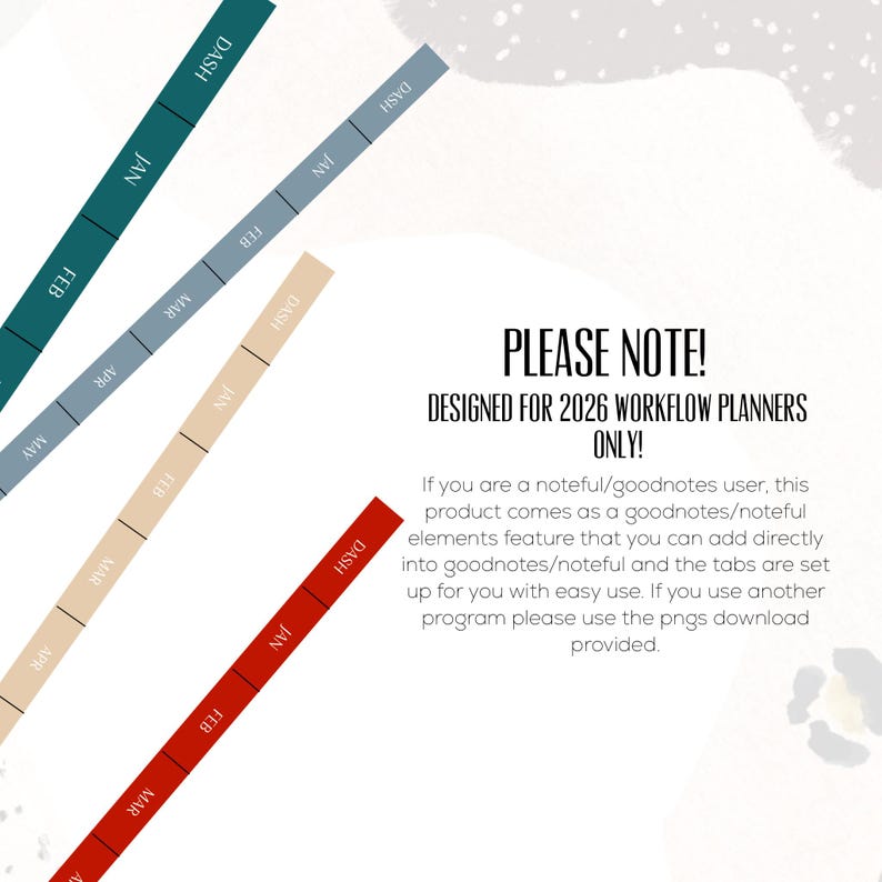 January Colored Tabs for the 2026 Workflow Planner | Stickers for ...