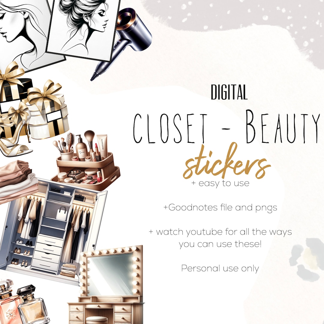 Closet - Beauty Digital Stickers Stickers, Digital Planning, Closet ...