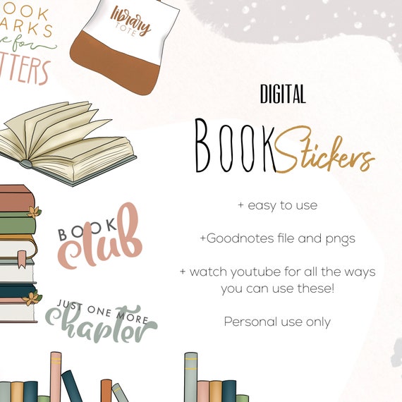 Book Digital Stickers for Goodnotes Modern Minimalist Digital - Etsy