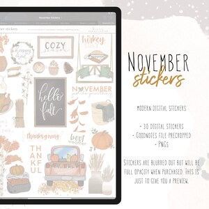 November Digital Stickers | Fall Goodnotes Modern Stickers, Digital ...