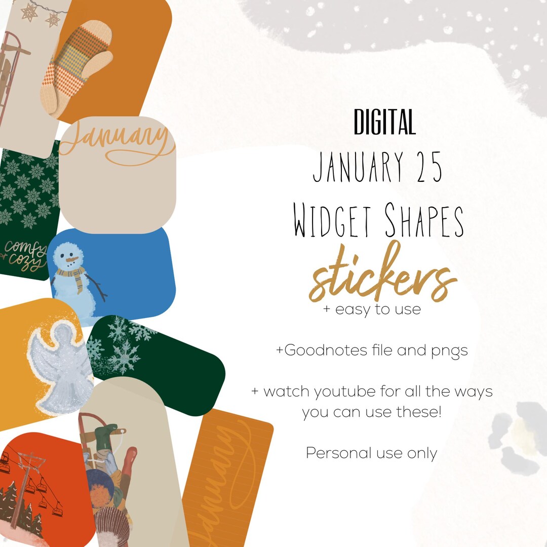 January Shape Widgets 2025 for Goodnotes | Winter Colored Digital ...