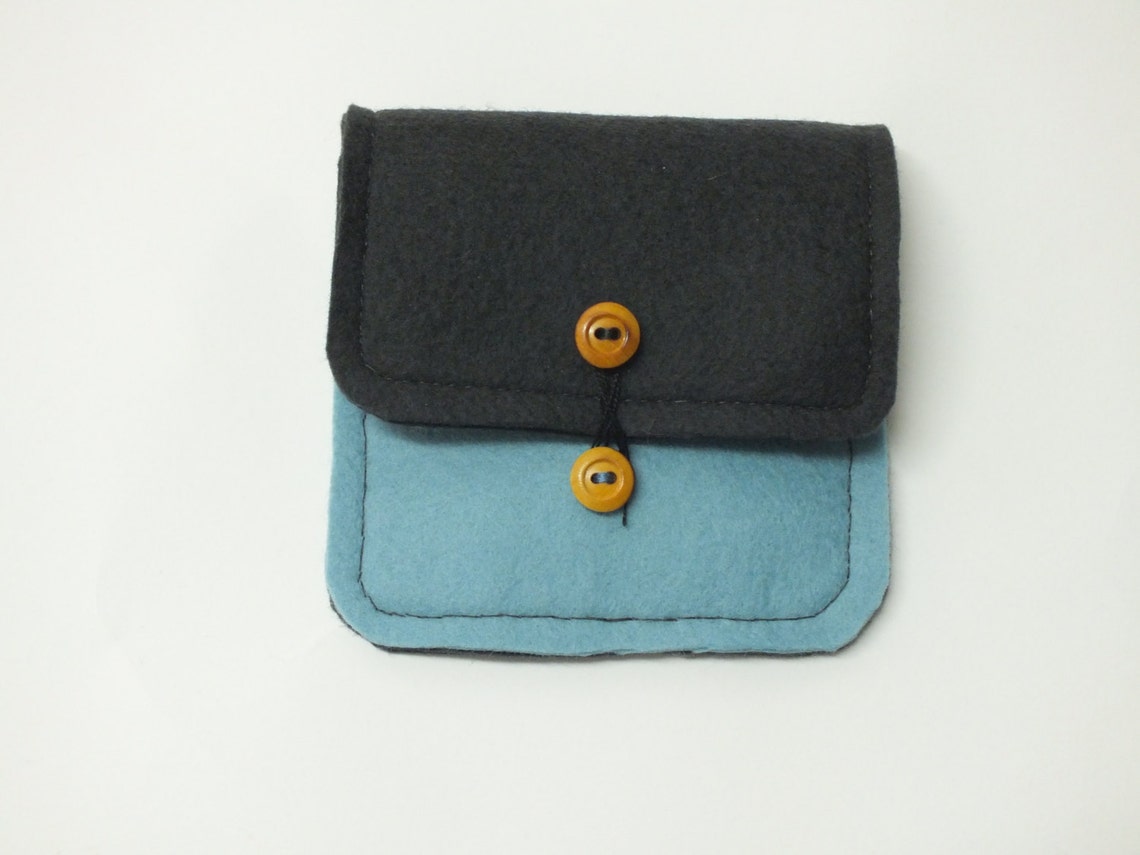 Felt Jewelry Pouch Blue Grey Felt Pouch Small Charcoal Felt - Etsy