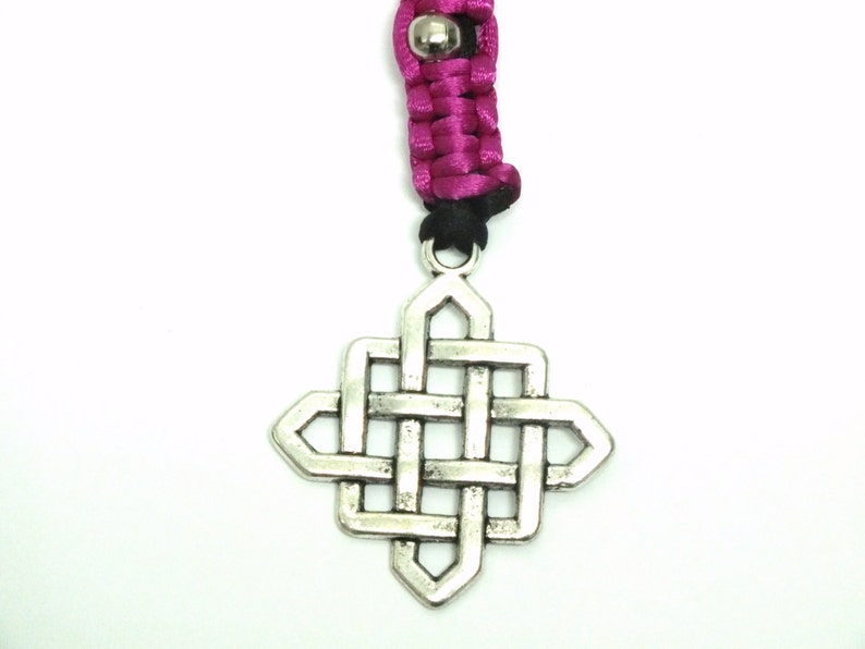 Braided Cross Keyring, Fuchsia Macrame Satin Cord Keychain, Braided ...