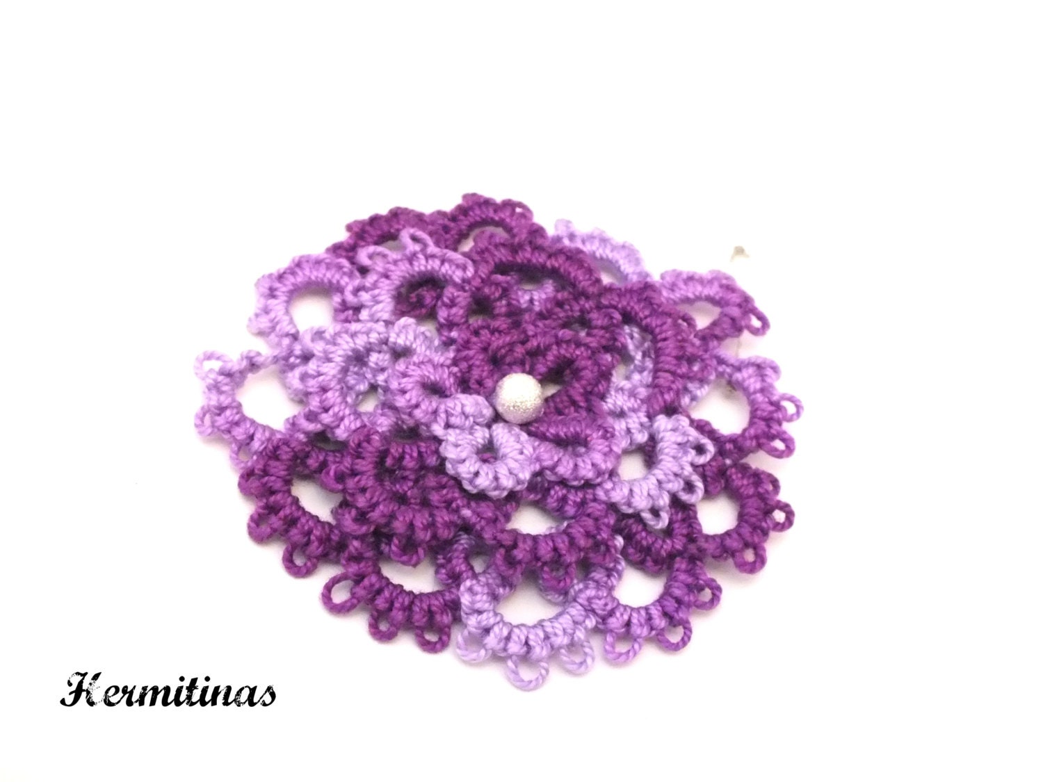 Purple 3D Flower Brooch Purple Tatting Flower Brooch - Etsy