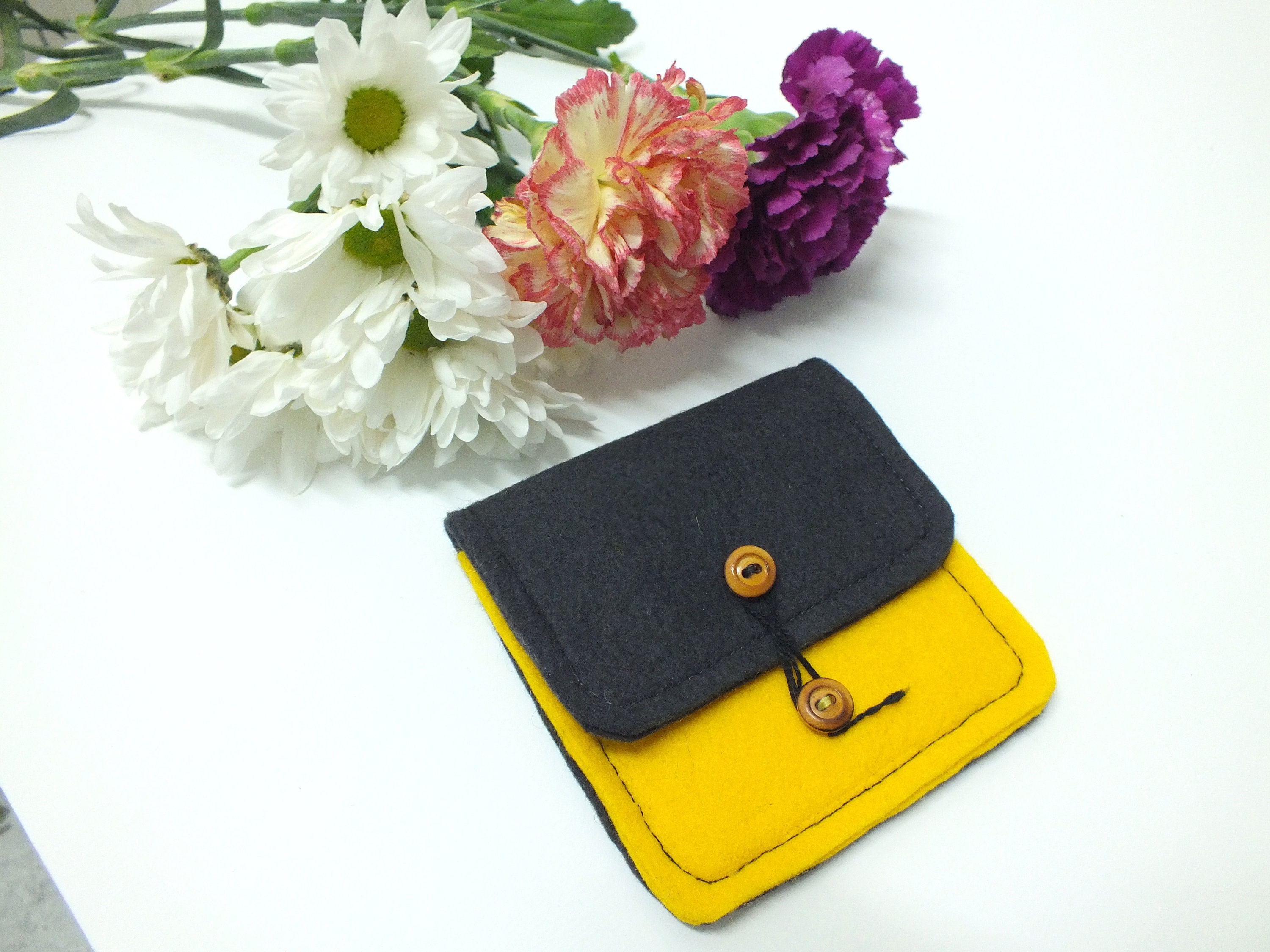 Envelope Jewelry Pouch Yellow Felt Jewelry Pouch Bicolor Felt Pouch ...