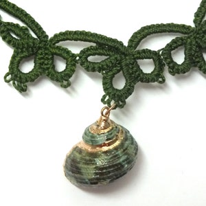 Green Shell Necklace Green Tatted Choker Green Lace Necklace Green ...