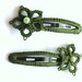 Set of Two Green Flower Tatted Hair Clips, Leaf Green Tatting Hair ...