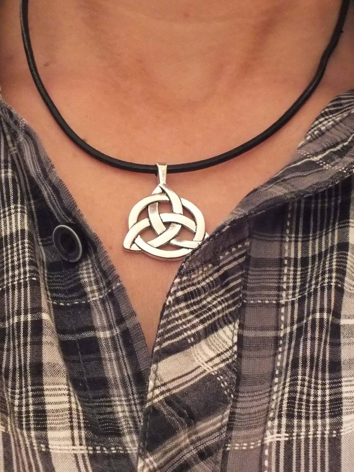Celtic Necklace Celtic Knot Pendant Leather Necklace Celtic - Etsy