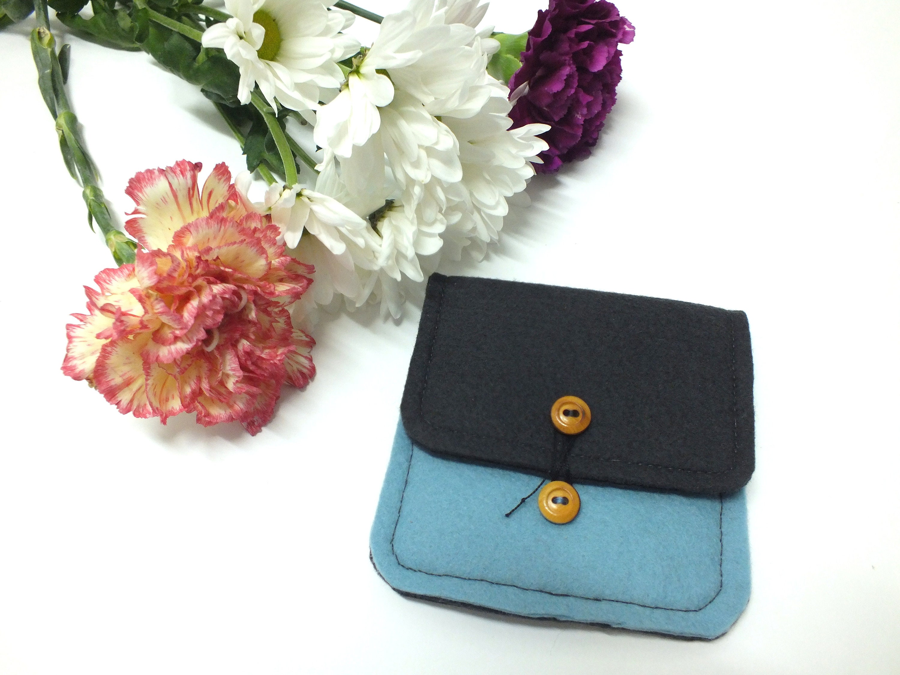 Felt Jewelry Pouch, Blue Grey Felt Pouch, Small Charcoal Felt Bag for ...