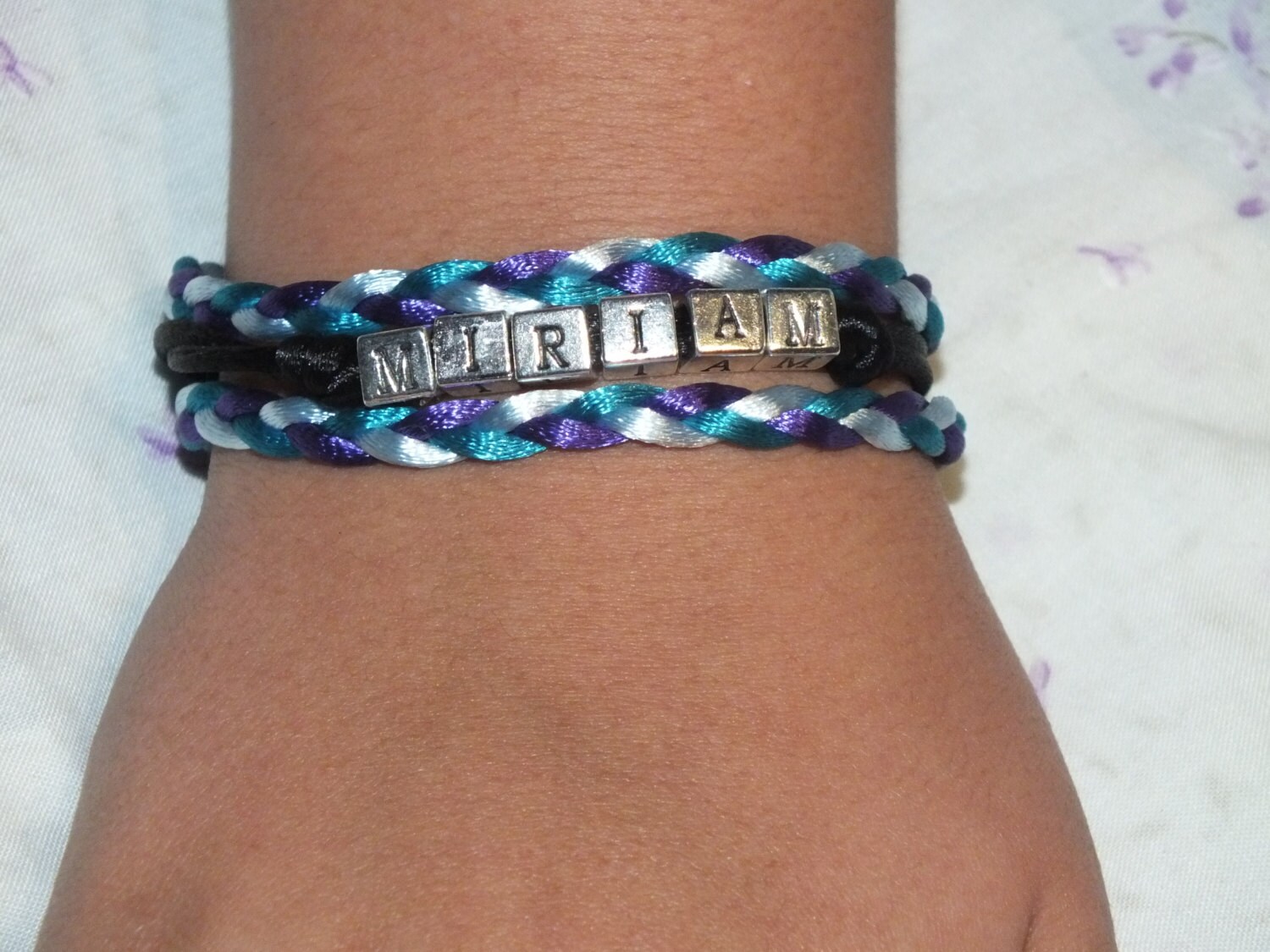 Personalized Name Bracelet Silk Cord Bracelet With Name Blue - Etsy