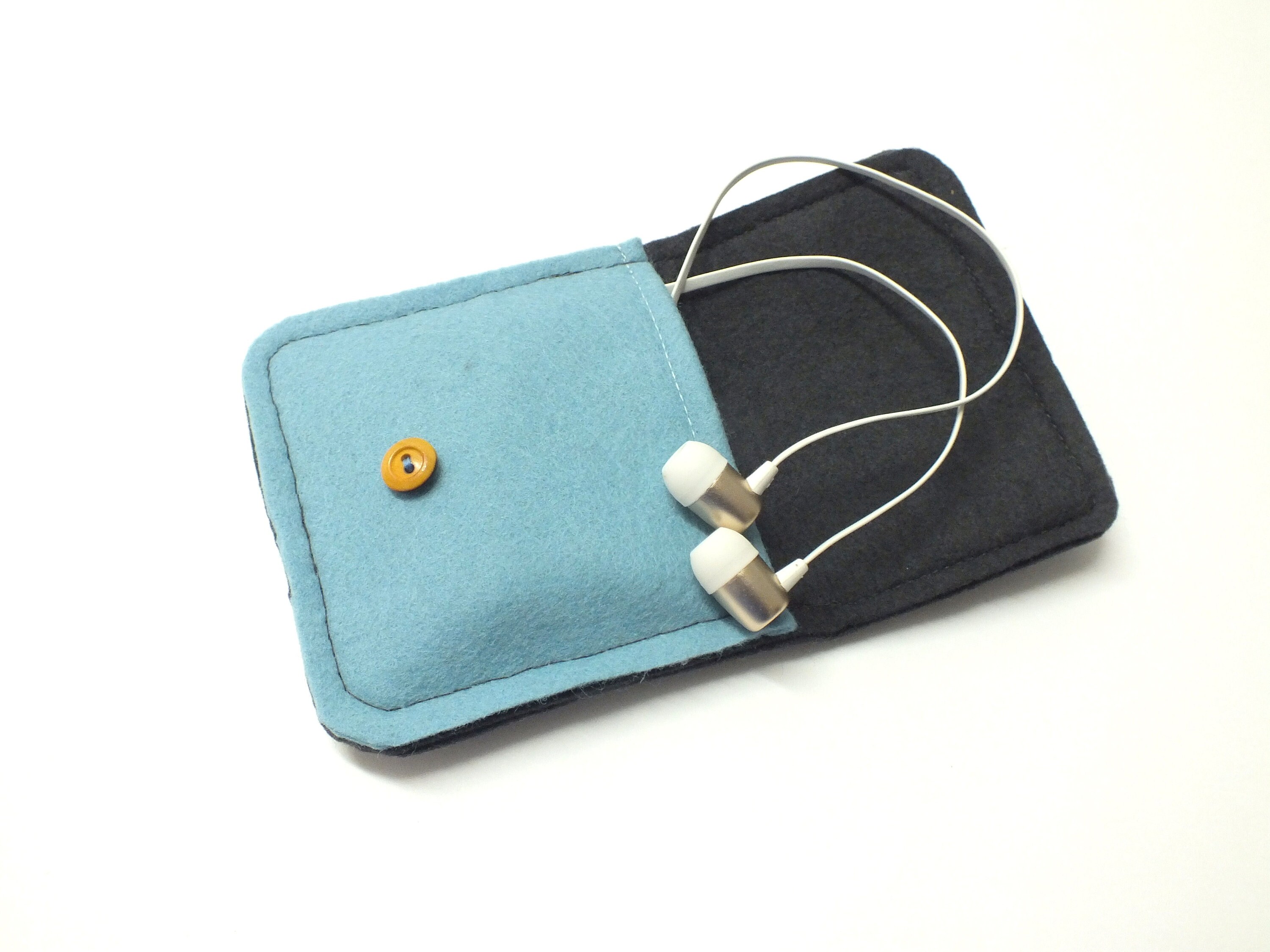 Felt Jewelry Pouch, Blue Grey Felt Pouch, Small Charcoal Felt Bag for ...