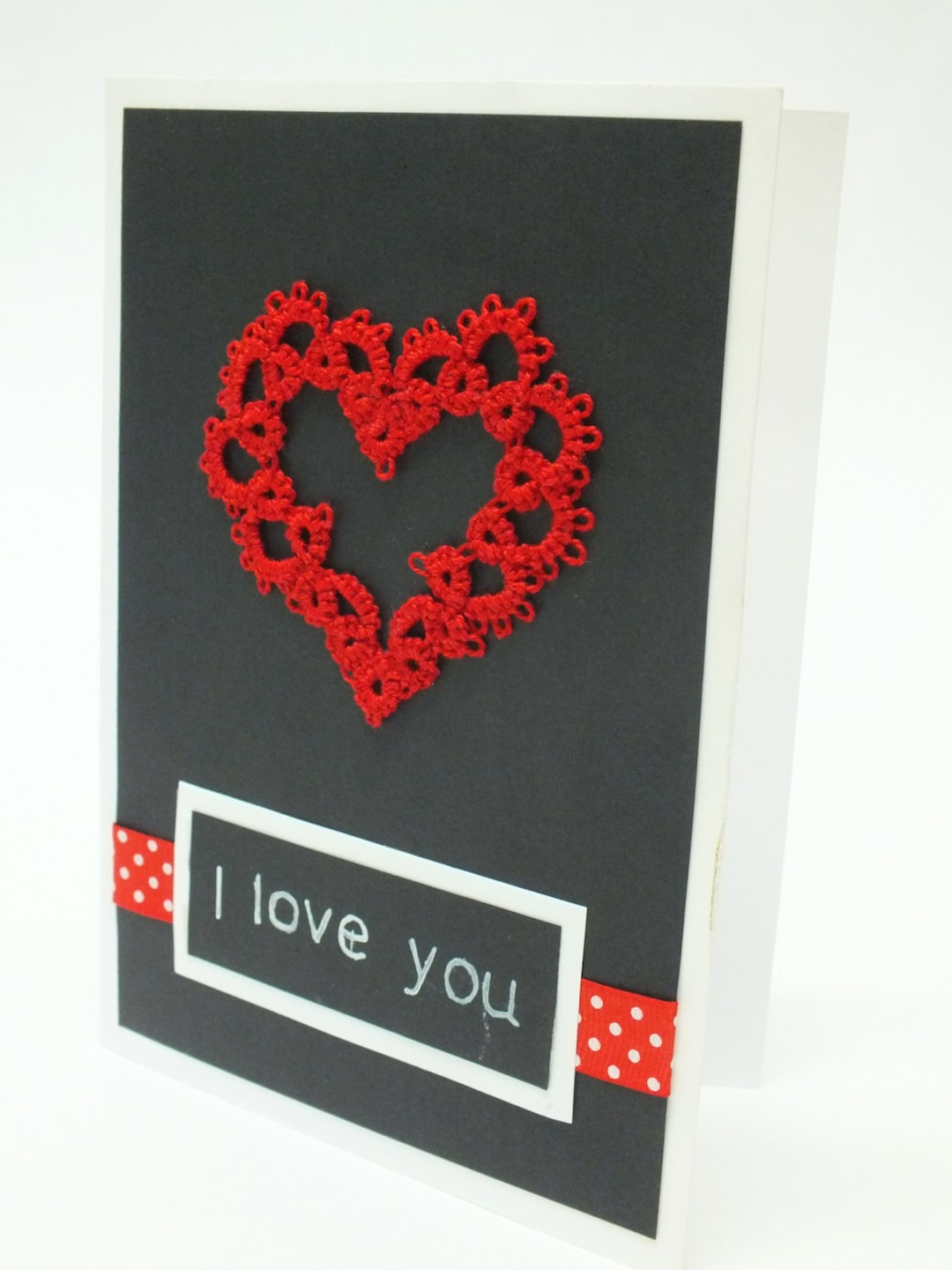 Heart Lace Card Lovers Card I Love You Card Valentines Card Tatting Red ...
