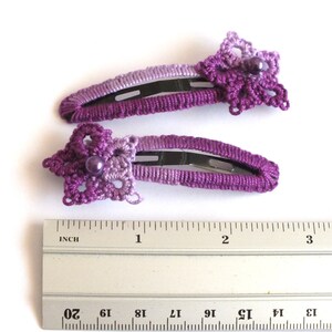 Purple Tatted Hair Clips, Purple Tatting Hair Clips, Purple Flower Lace ...