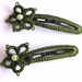 Set of Two Green Flower Tatted Hair Clips, Leaf Green Tatting Hair ...