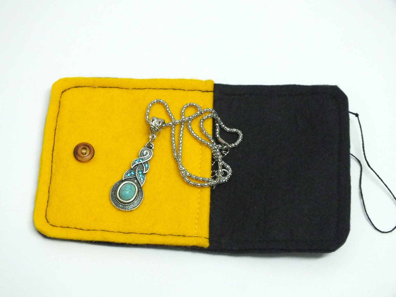 Envelope Jewelry Pouch Yellow Felt Jewelry Pouch Bicolor Felt Pouch ...