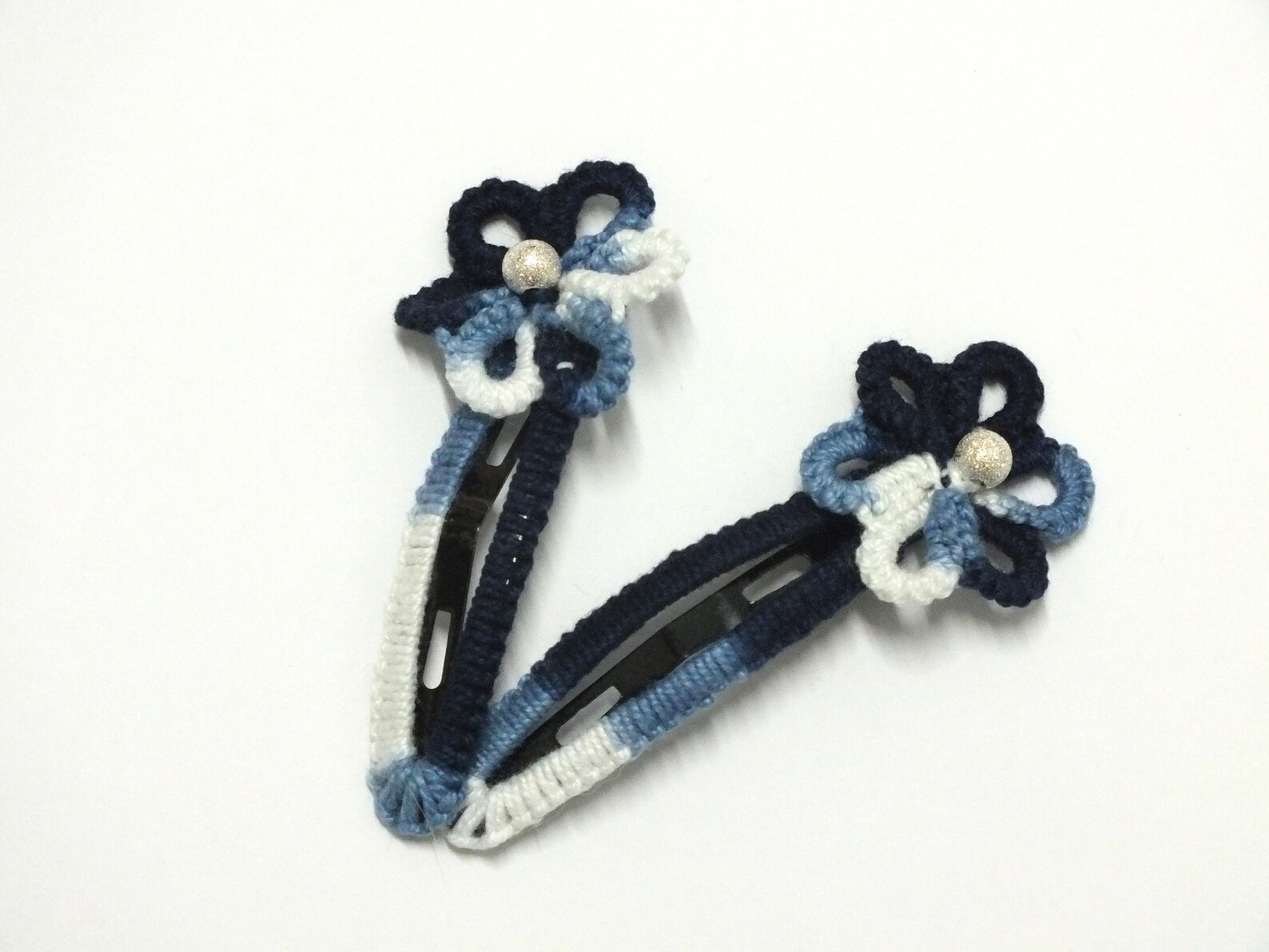 Navy Blue Hair Clips Hair Pins With Lace Blue Flowers Woman - Etsy