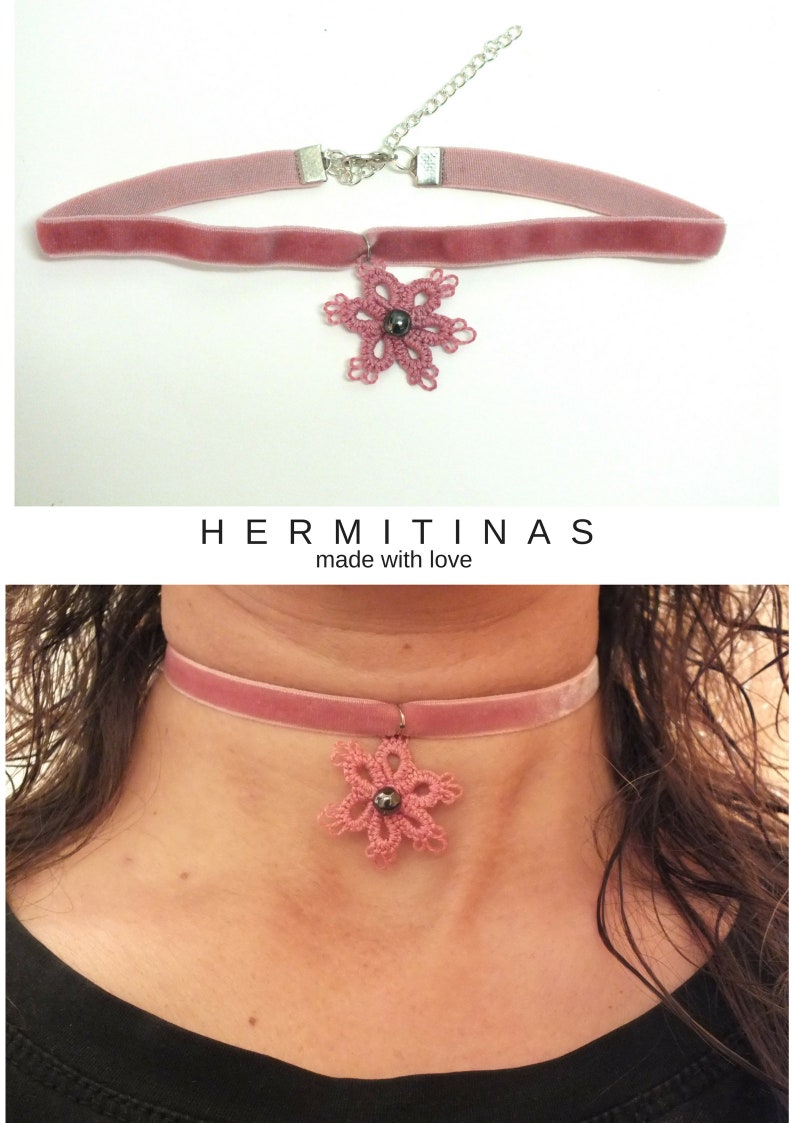 Pink Velvet Choker Dusty Pink Flower Choker Elastic Velvet - Etsy