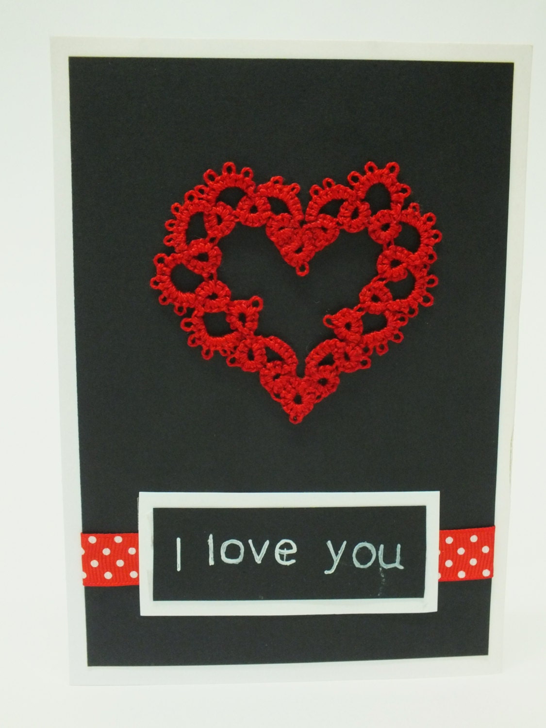 Heart Lace Card Lovers Card I Love You Card Valentines Card Tatting Red ...