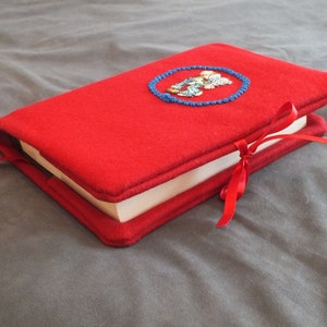 Red Fabric Book Cover Red Felt Book Cover Red Fabric Bible Cover Book ...
