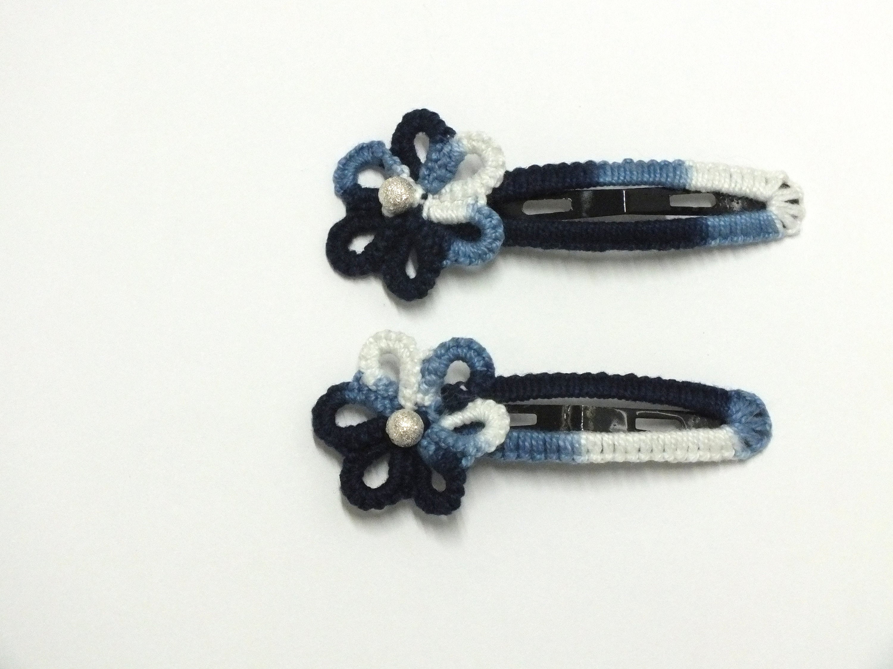Navy Blue Hair Clips Hair Pins With Lace Blue Flowers Woman - Etsy