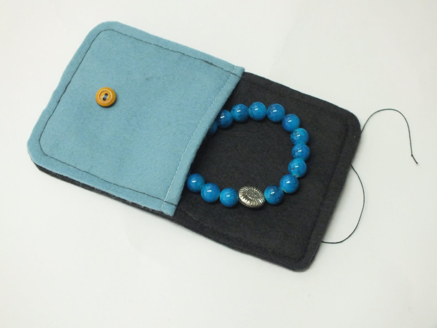 Felt Jewelry Pouch, Blue Grey Felt Pouch, Small Charcoal Felt Bag for ...