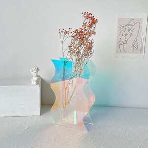 Rainbow Acrylic Barbie Vase Iridescent Vase Abstract Art - Etsy