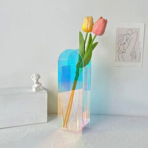 Rainbow Acrylic Barbie Vase Iridescent Vase Abstract Art - Etsy