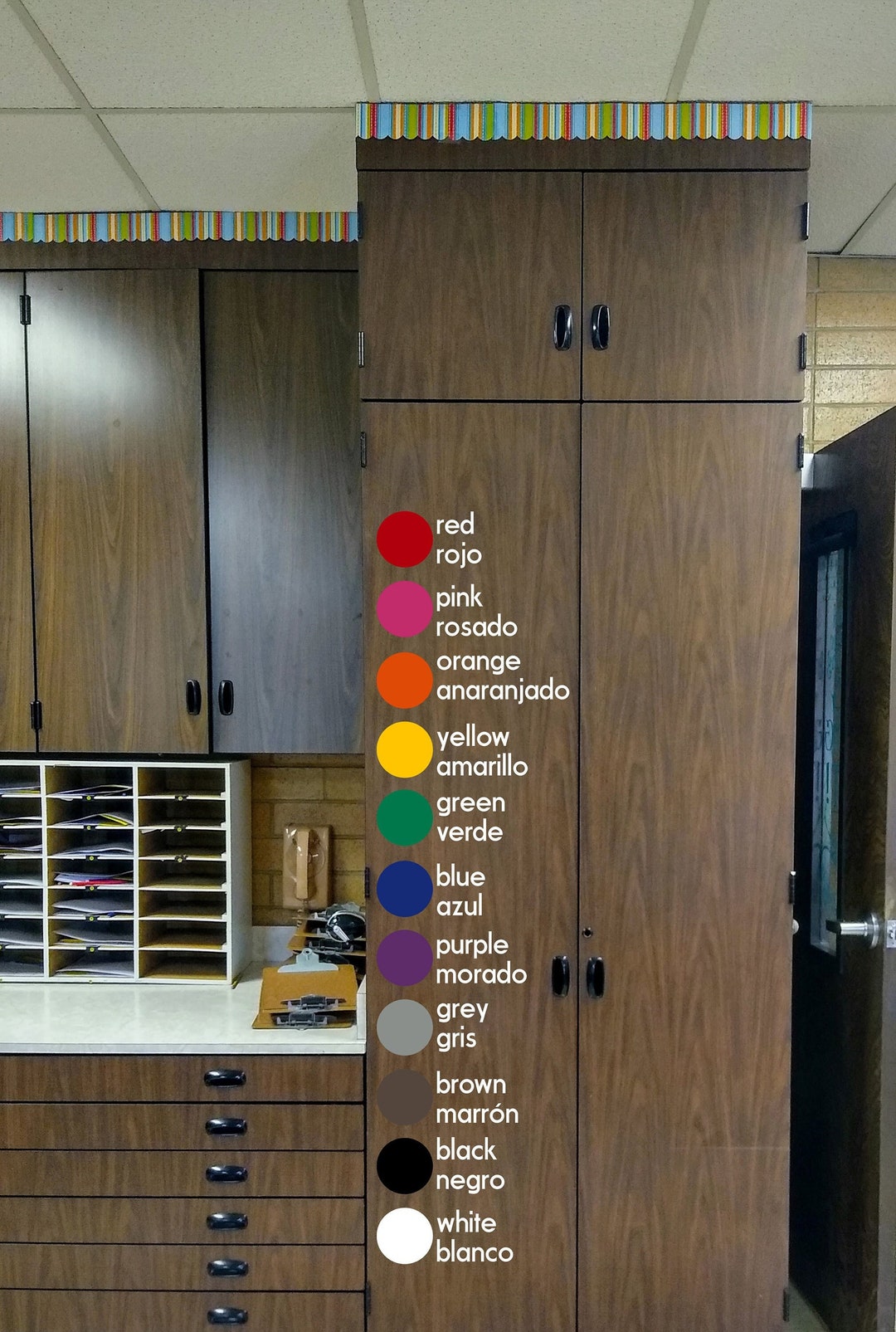 Classroom Color Chart, English Spanish Colors, Teacher Decal, Classroom ...