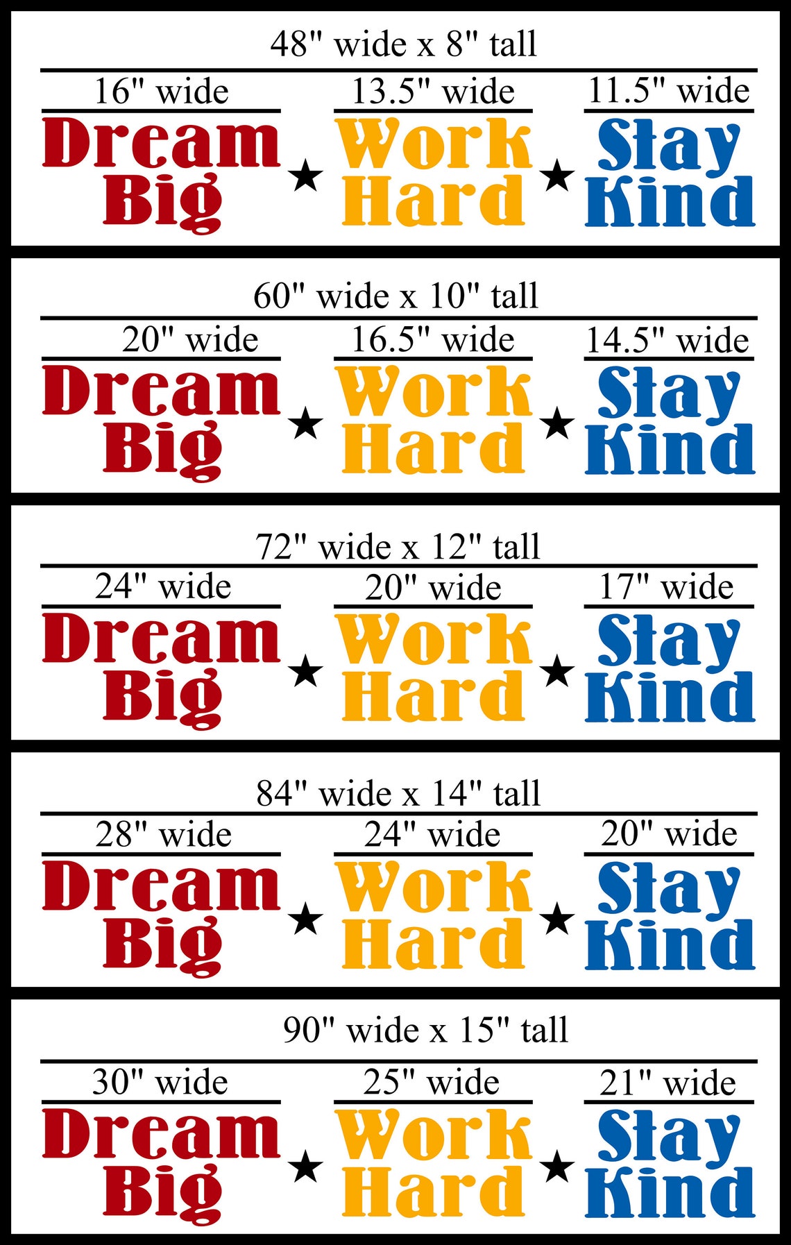 Dream Big Work Hard Stay Kind Inspirational Quote | Etsy
