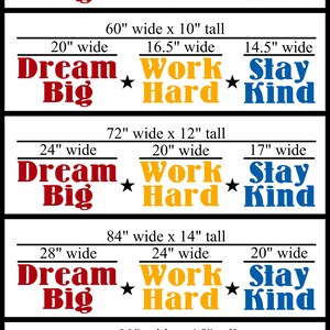 Dream Big, Work Hard, Stay Kind, Inspirational Quote, Classroom Decal ...