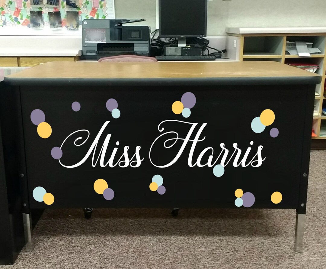 Teacher Name, Teacher Desk Decal, Classroom Decor, Vinyl Wall Decal ...