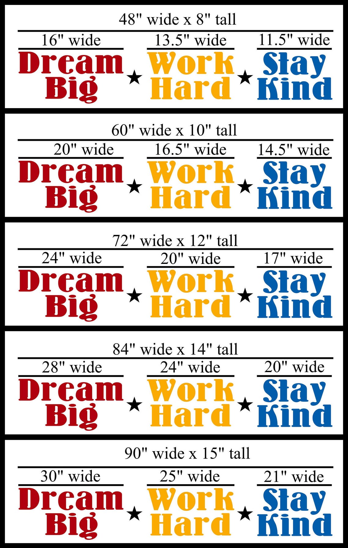 Dream Big, Work Hard, Stay Kind, Inspirational Quote, Classroom Decal ...