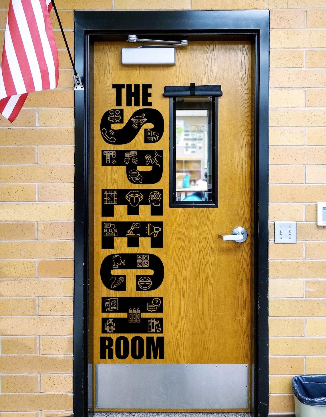 Speech Room Door Vinyl Decal With Communication Icons | Large Speech ...