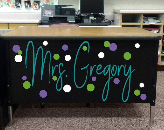 Teacher Name, Teacher Desk Decal, Classroom Decor, Vinyl Wall Decal ...