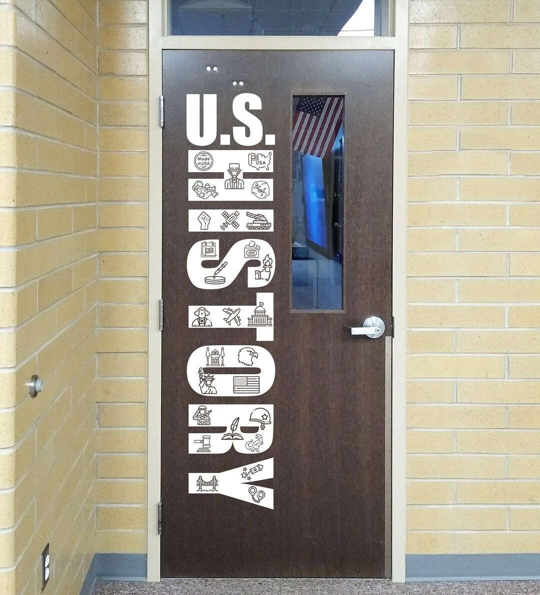 U.S. History Classroom Door Vinyl Decal With Patriotic Icons | Large ...