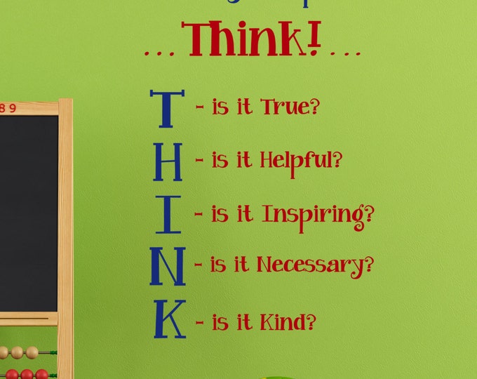 Before You Speak THINK True Helpful Important Necessary - Etsy