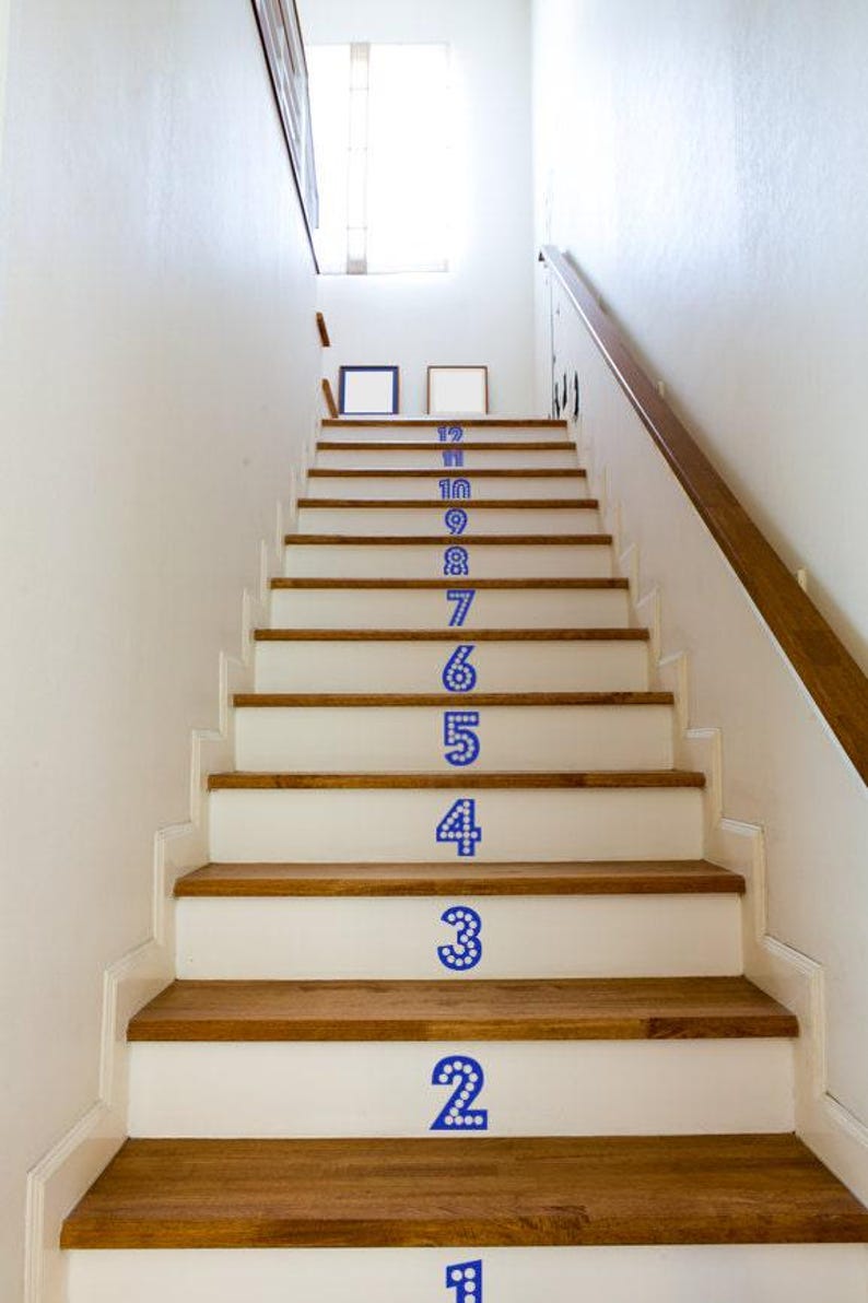 Number Stairs, Stair Riser Decal, Vinyl Words, Home Decor, Stair Words ...