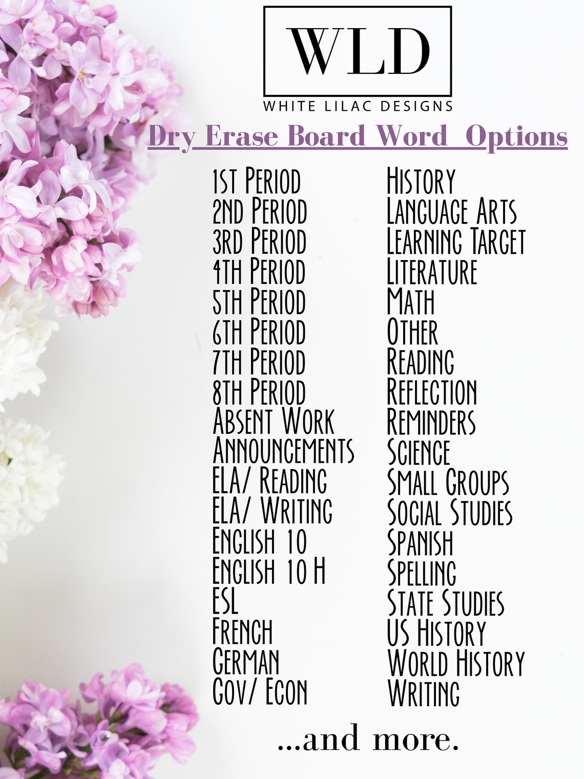 School Subjects Decal Teacher Decal Classroom Decor | Etsy