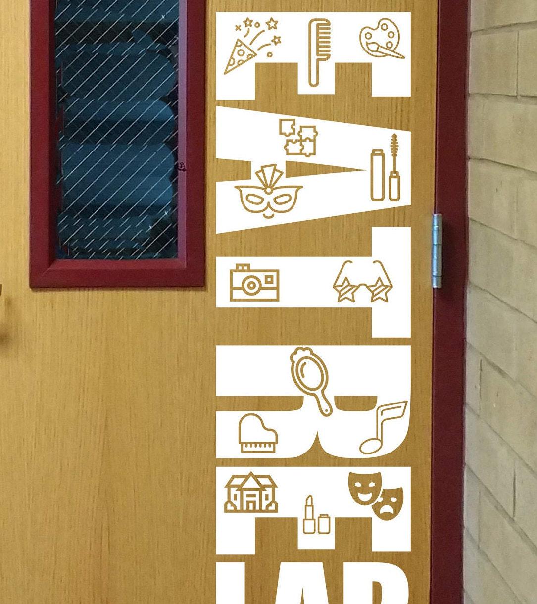 Theatre Lab Door Vinyl Decal With Drama Icons | Large Drama Classroom ...