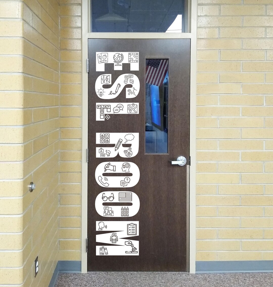 ESL Classroom Door Vinyl Decal With Language Icons | Large Teacher Door ...