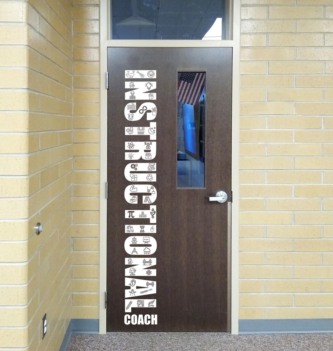 Instructional Coach Door Vinyl Decal With Education Icons | Large ...