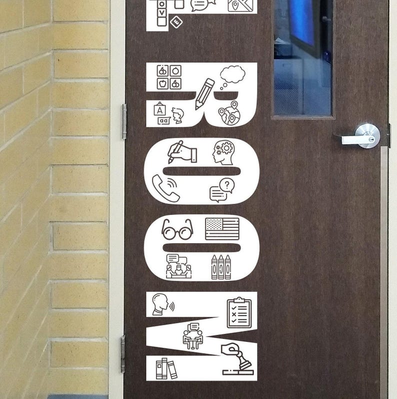 ESL Classroom Door Vinyl Decal With Language Icons | Large Teacher Door ...