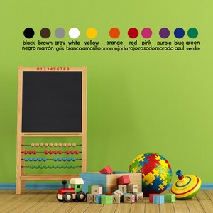 Classroom Color Chart, English Spanish Colors, Teacher Decal, Classroom ...