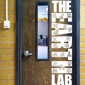 Earth Lab Door Vinyl Decal With Science Icons | Large Teacher Door Sign ...